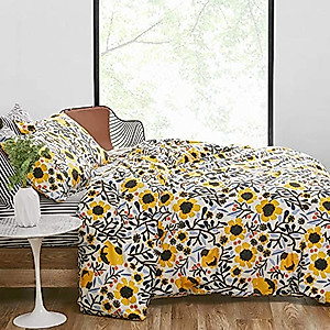 MARIMEKKO - King Duvet Cover Set, Cotton Percale Bedding with Matching Shams, All Season Home Decor (Mykero Multicolor, King)