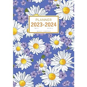 Planner 2023-2024: A5 Small Weekly and Monthly Organizer from May 2023 to April 2024 | Sweet Chamomile Flower Design Blue