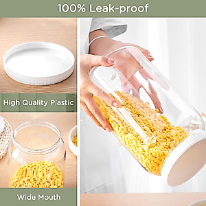 Dandat 8 Pcs 1 Gallon Clear Plastic Jars Airtight Pantry Large Mouth Jars Plastic Jug Cylinder Containers with Lids for Candy Butter Honey Sugar Cookies Arts Crafts Bartender Kitchen(White Lids)