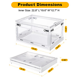 DOADW Stackable Storage Bins with Lids, 3 Packs 100 Quarts (25Gal) Large Storage Bins Clear Storage Containers, Collapsible Bins for Storage, Plastic Drawers Storage Bins for Organizing