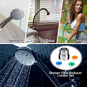 Hotop 8 pieces of Shower Flow Reducer Limiter Set, Water Restrictor, 1/2 inch Thread size 4, 6 and 9 L/min for bathroom saving, Suitable Fixed Head or Handheld