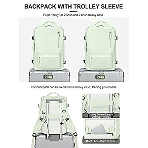 VGCUB Large Travel Backpack,Carry on Backpack for Women Men Airline Approved Gym Backpack Waterproof Business Laptop Daypack,Green With Toiletry Bag