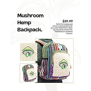 Himalaya Handmade Unique 100% Hemp Backpack Small Backpack Hippie Backpack Festival Backpack Hiking and Laptop Backpack FAIR TRADE with Love Multi/Green Mini