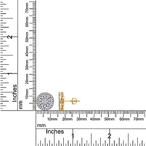 SAVEARTH DIAMONDS 1 Carat (Cttw) Round Cut Lab Created Moissanite Diamond Halo Cluster Stud Earrings in 14k Yellow Gold Over Sterling Silver (VVS1 Clarity)