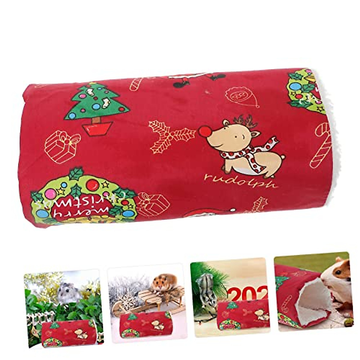 BCOATH 1pc Christmas Living Squirrel Animal Rabbit Nest Cage Tunnels Chinchillas Mice Habitats Plush Comfortable for Parrots Hut Pet Dwarf Exploration Hedgehogs Interesting Tunnel