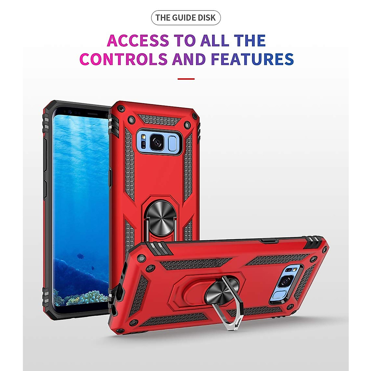 Military Grade Drop Impact for Samsung Galaxy S8 Plus Case(Galaxy S8+) 6.2 inch 360 Metal Rotating Ring Kickstand Holder Built-in Magnetic Car Mount Armor Case for Galaxy S8+ Phone Case (Black)