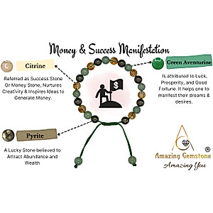 Money Wealth Success Bracelet - Pyrite Green Aventurine Citrine Bracelet Set for Men Women Healing Calming Anxiety Stress Relief Gifts Pulseras Para Hombres Mujer Stocking Stuffers (Adjustable)