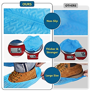 squish Shoe Covers Disposable Non Slip, Thick Extra Disposable Boot Covers Slip Proof Shoe Cover for Indoors Outdoors Recyclable Durable Protector Covers Fits Virtually Most Shoes 100 Pack(50 pairs)