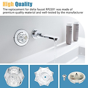 Faucet Handle Replacement for Delta Faucet RP2391 Clear Shower Knob Kit, Single Knob with an Offset Hole Perfect Fit Shower or Tub Sized at 2-1/2" X 2-1/8"