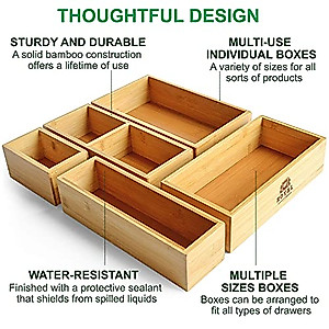 ROYAL CRAFT WOOD Silverware Drawer Organizer and Storage Box Set of 5