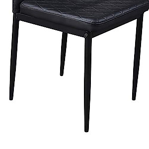 JT Modern Minimalist Dining Chair Fireproof Leather Sprayed Metal Pipe Diamond Grid Pattern Restaurant Home Conference Chair Set of 4 Or 6 (6, Black)