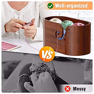 Wooden Yarn Bowl, Hangerspace Yarn Bowls for Crocheting, Large Size Handmade Knitting Yarn Holder, Wood Storage Crochet Bowl for Crocheting and Knitting Lovers