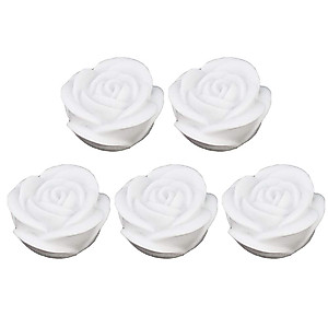 Uonlytech 5 Pcs Flameless Candle Flower Night Light LED Tea Lights Waterproof Floating Rose for Pool Garden Fish Tank Wedding Party Decor White