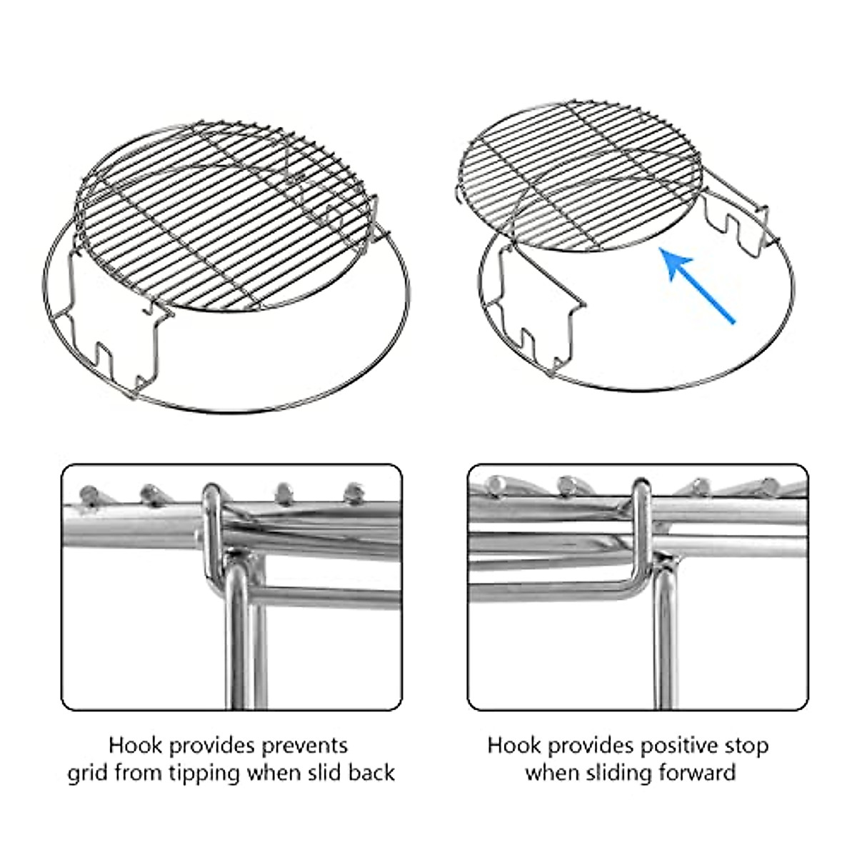 Burly grill Eggspander Kit for Large Big Green Egg, Eggspander 5 Piece Kit Conveggtor Basket Stainless Steel Grill Stack Rack with Removable Cooking System Expander Rack Replacement Kit