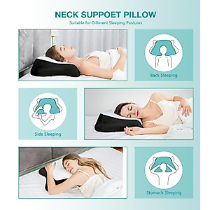 FAIORD Cervical Memory Foam Contour Pillows for Neck and Shoulder Pain, Adjustable Support Side Sleeper Pillows with Cooling Pillow Cases, Bed Pillow for Back Stomach Sleepers Black