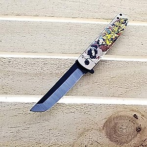 Falcon Spring Assisted Open Pocket Folding Knife with Japanese Culture Art Design Handle for Collection, Gift, Hunting, Fishing, Camping and Daily Used (Musashi)