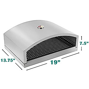 Open Faced Grill Pizza Oven for Gas or Charcoal Grill, Includes Ceramic Pizza Stone