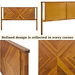 Bme Vivian Headboard ONLY, Rustic & Scandinavian Style with Solid Acacia Wood, Easy Assembly, King, Rustic Golden Brown