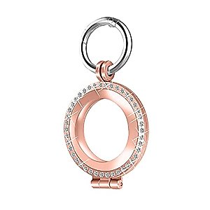 Guppy Protective Case for Airtag Finder, Luxury Bling Shiny Crystal Rhinestone Diamond Metal Tracker Holder Anti-Scratch Shockproof Protective Skin Cover with Keychain Ring for AirTags Rose Gold