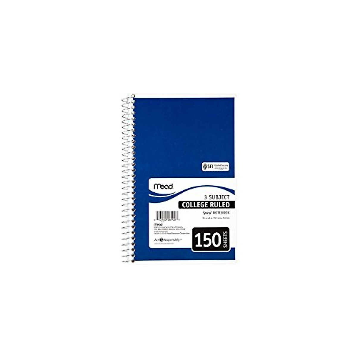 Mead 3-Subject Wirebound College Ruled Notebook, 9.5" x 5.5", Pack Of 6