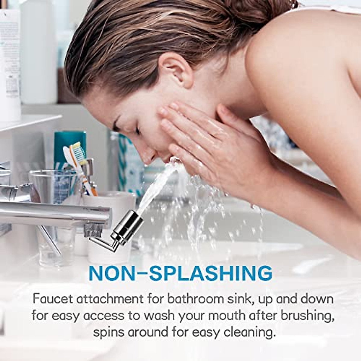 Universal Splash Filter Faucet Aerator - 720 Degree Swivel Sink Faucet Extender, Faucet Sprayer Attachment for Bathroom Face Washing, Gargle & Eye Flush Adapter
