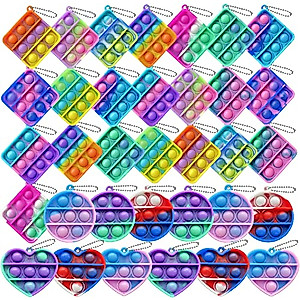 50 pcs Random Color Mini Squeeze Pop Bubble Fidget Sensory Toys, Mini Keychain Wrap Small Relieve Anxiety Stress Toy, Pop Bulk Silicone Classroom Prize for Kids Adult Party Gift