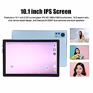 Zopsc 10.1in IPS Tablet for 11 4G Talking Smart Tablet 2.4 5G WiFi 8 256GB 1960 1080 8 20MP MT6753 Octa Core 6000mAh 100 240V Blue (US Plug)