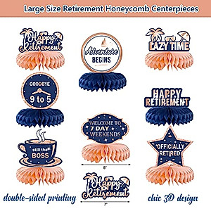 YSHMFEUX Retirement Party Decorations for Women, Navy Blue Rose Gold Retirement Party Supplies, Happy Retirement Banner, Retirement Party Centerpiece, Retirement Hanging Swirls Decorations for Women