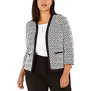 Kasper Women's Plus Size Zig ZAG Knit Fly Away Jacket, Black Multi, 14W