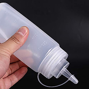 12Pcs Condiment Squeeze Bottles 8.4 oz Plastic Sauce Squeeze Squirt Bottles with Twist On Cap Lids and Measurements - for Ketchup, BBQ, Sauces, Syrup, Condiments, Dressings, Painting