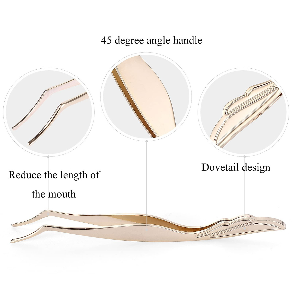 Eyelash Applicator Tool DIY Lash Extensions Tweezer For Cluster Lashes Stainless Steel High Precision Round Head(Golden)