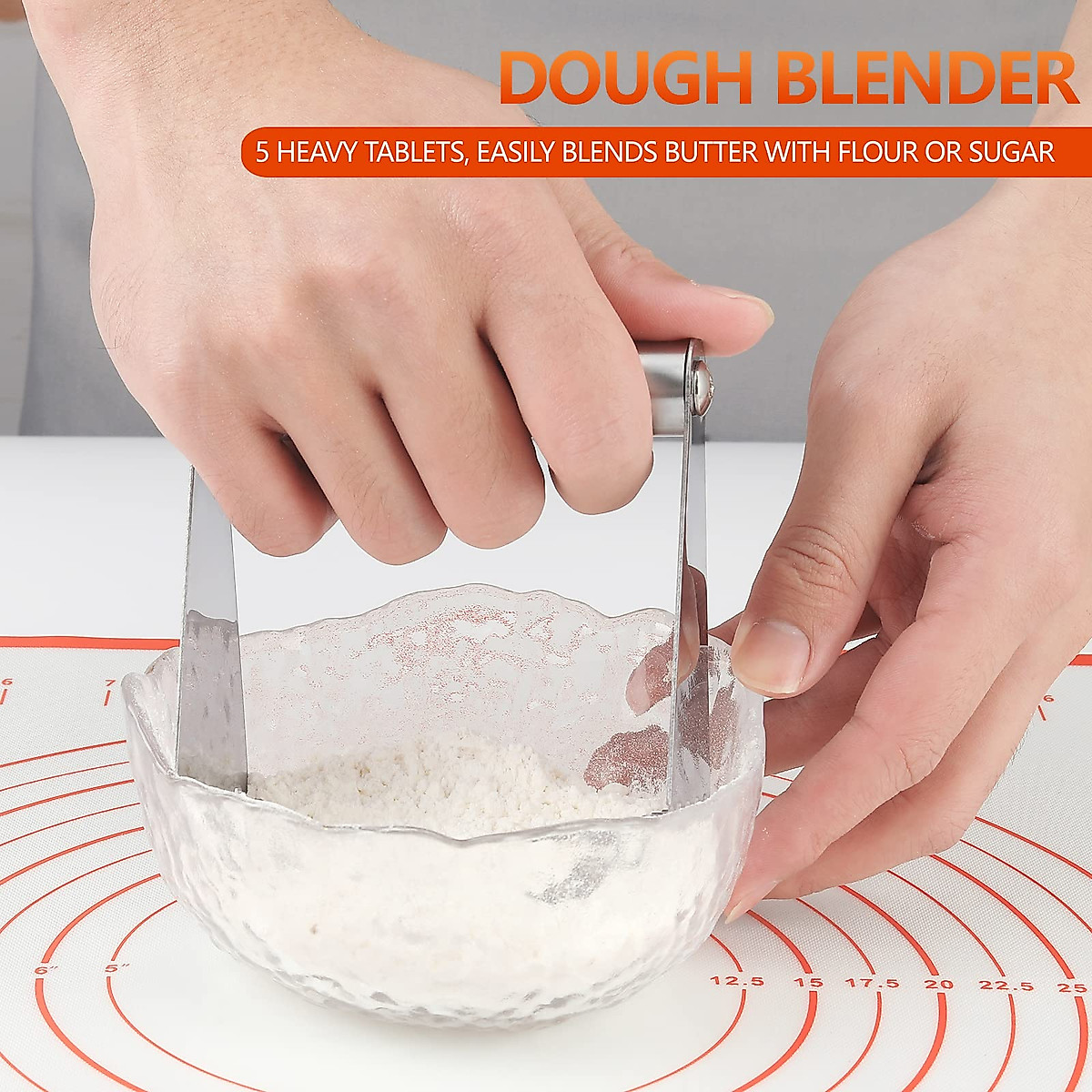 ISZW Dough Blender Pastry Cutter Set, Pastry Cutter Pastry Scraper Set, Stainless Steel Dough Pastry Scraper/Cutter/Chopper, Multipurpose Pizza/Biscuits/Dough Cutter, Professional Baking Dough Tools