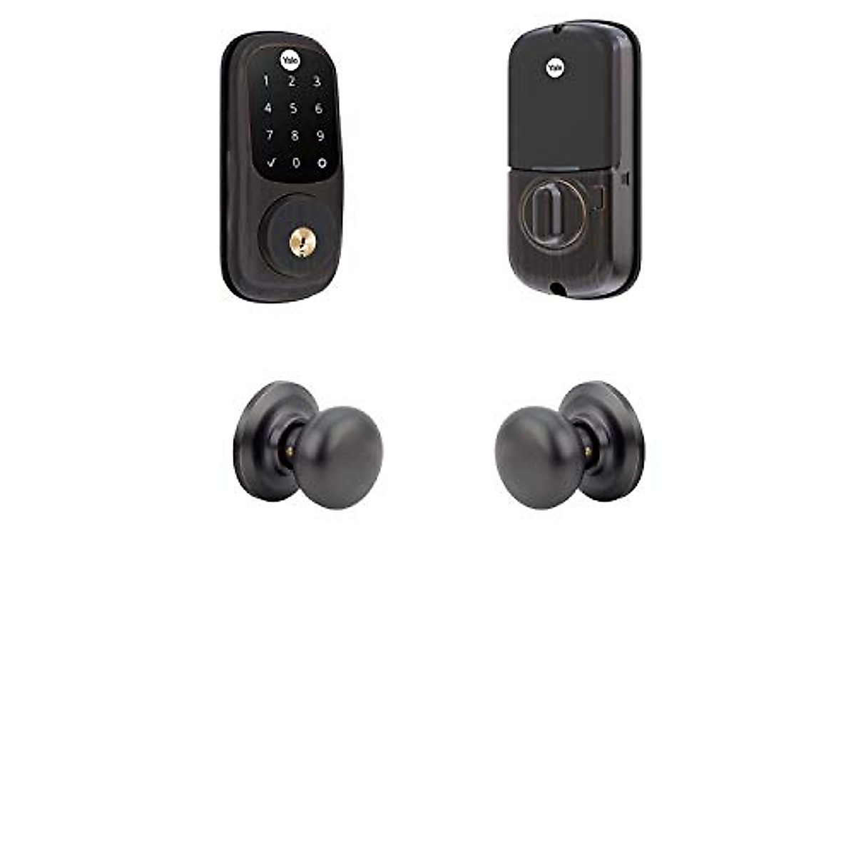 Yale Assure Touchscreen with Z-Wave with Cambridge Knob - Works with Ring Alarm, Samsung Smartthings, Wink, ADT and More