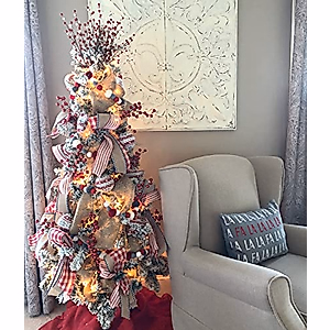 2 Rolls Christmas Wired Ribbon for Gift Wrapping, Red and White Striped Ribbons for Crafts/Christmas Tree/Wreaths/Bow Decorations, 2.5" Wide x 6 Yards