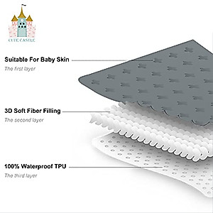 Cute Castle Baby Waterproof Crib Mattress Protector, 28x52 Inch (Pack of 2), Dark Grey