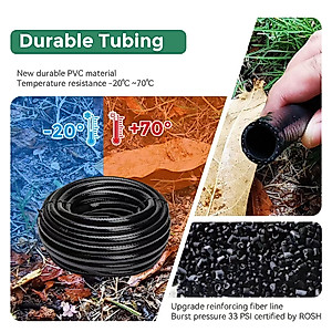 Maotong 40 FT 1/2 inch Drip Irrigation Tubing Main Line Hose Tube for Garden Irrigation System (Includes 1/2" Straight Connector and 3-Way Connector)