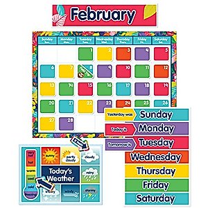 Carson Dellosa One World Calendar Bulletin Board Set, Monthly Wall Calendar With Numbers and Birthdays Cover Ups, Colorful Decor, Seasons, Weather, and Days of the Week Chart, Classroom Decor (134 pc)