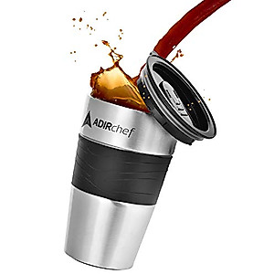 Adir 15 oz Tumbler with Lid Stainless Steel Insulated Coffee Mug and Thermal Cup with Splash Proof Opening - Insulated Travel Tumbler for Hot and Cold Drinks - BPA Free (2 Pack)