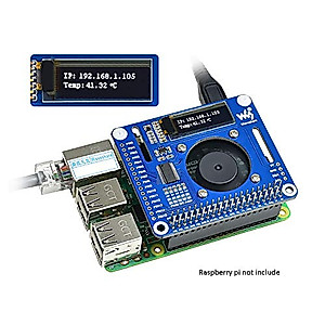 Coolwell Waveshare PWM Controlled Fan HAT for Raspberry Pi I2C Bus PCA9685 Driver with Real Time Temperature Monitor Auto Adjustment Up to 16-Ch PWM Output