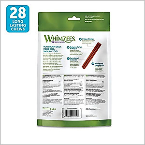 WHIMZEES by Wellness Dental Chews for Dogs, Natural, Long Lasting Treats for Cleaner Teeth & Fresher Breath, Grain Free & Hypoallergenic, 28 Chews