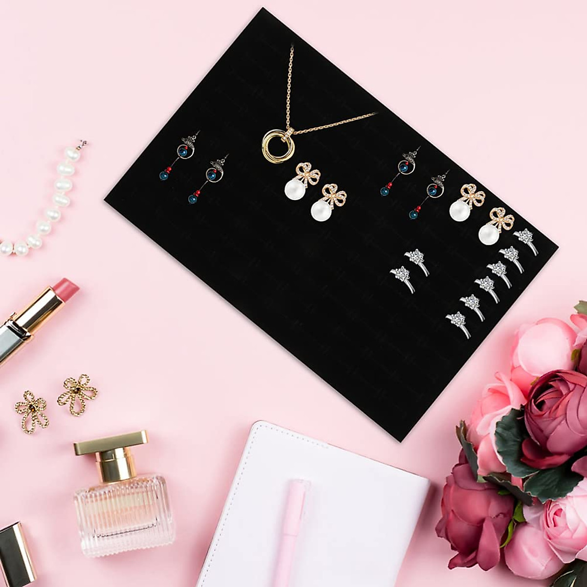 Sewroro Ring Holder 3pcs Black Jewelry Foam Insert Ring Earring Display Pad Tray Sponge Pad for Jewelry Boxes Trays Display Showcase Storage Selling Jewelry Hair Accessories Organizer