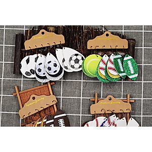 3 Pairs Lightweight Sporty Style Leather Football Drop Dangle Earrings Hook Glitter Soccer Rugby Basketball Baseball Layered for Women Sports Jewelry-Basketball