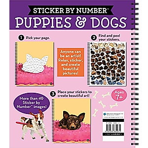 Brain Games - Sticker by Number: Puppies & Dogs - 2 Books in 1 (42 Images to Sticker)