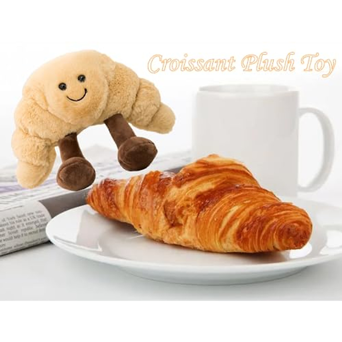 NatureMan 9" Croissant Plush Toy Cute Croissant Bread Pillow Stuffed Animals Funny Soft Food Plushies Toy (Croissant)