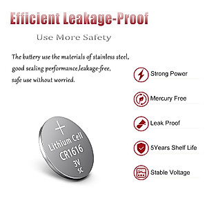 Beidongli CR1616 Battery 3V Lithium Battery Coin Button Cell 10 Pack 【5-Year Warranty】