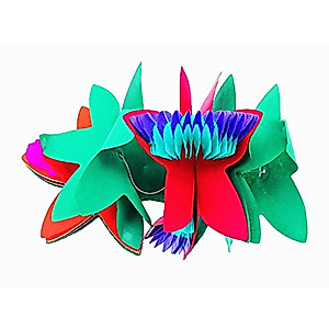 Kinteshun Tissue Flower Garland,Hawaiian Tropical Paper Banner Garland for Luau Beach Theme Party Decoration (2 Packs,Type 2)