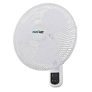 FanFair Wall Mount Fan 16 Inch Powerful with Remote Control, Timer, Quiet Cooling, Durable Plastic Grill,Oscillation,Adjust Tilt,Space Saving for Warehouse Workshop Bedroom Home Basement Office, White
