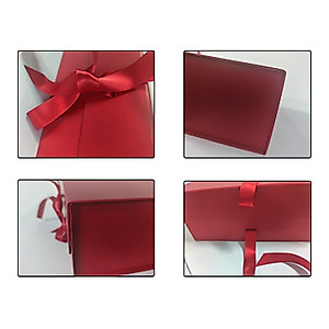 REECAGO Red Gift Box 10.5X7.5X3.4Inch with Magnetic Lid and Silk Ribbon for Christmas Presents Wrapping Gifts Presents Birthdays, Wedding, Holidays, Anniversaries Gift Packaging