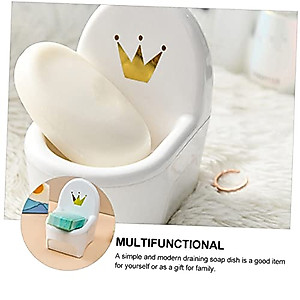 Zerodeko 1Pc Box Toilet soap Box Kitchen soap Holder Bathroom soap Holder Closestool Shape soap Box Soap Storage Box bar soap Dish Plastic Trays Sponge Brush Holder Shower Stand Cute
