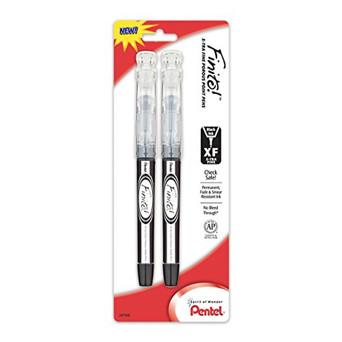 Pentel Finito Porous Point Pen Fine Point Tip, Black Ink, 2 Pack (SD98BP2A)